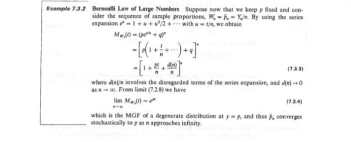Solved Example 7.3.2 Bernoulli Law of Large Numbers Suppose | Chegg.com