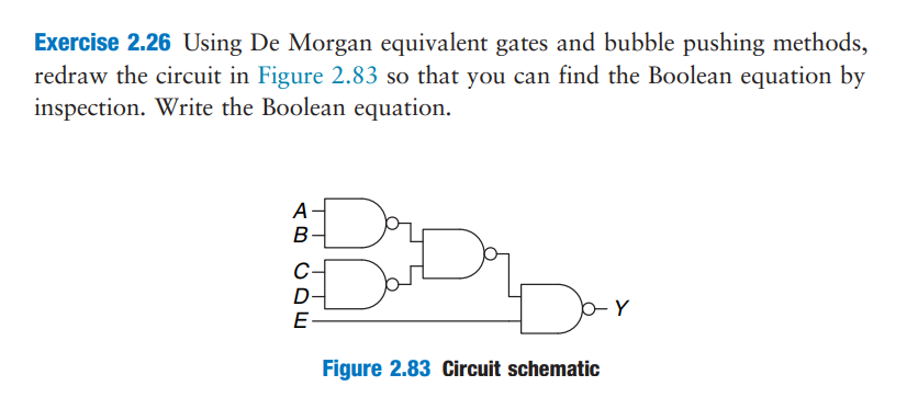 Solved Exercise 2.26 ﻿Using De Morgan equivalent gates and | Chegg.com