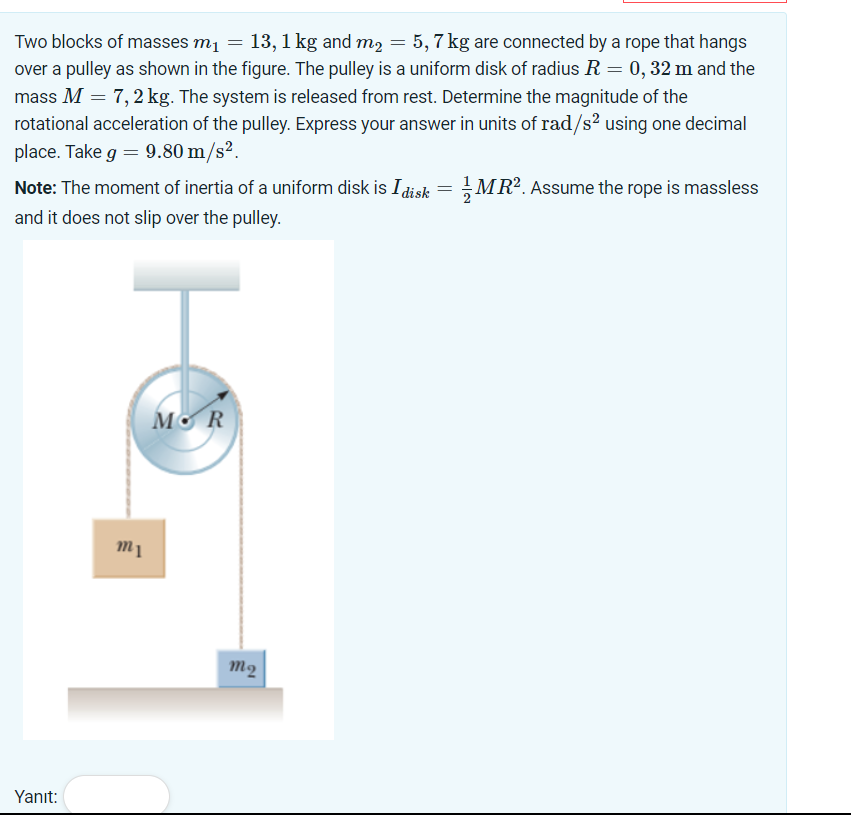 Solved Two blocks of masses m1=13,1kg ﻿and m2=5,7kg ﻿are | Chegg.com