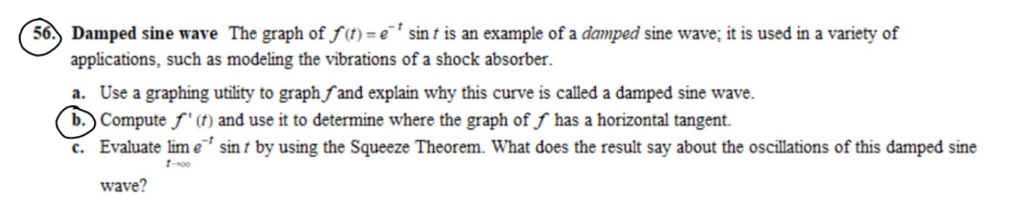 Solved 50) Damped sine wave The graph of )-sin t is an | Chegg.com