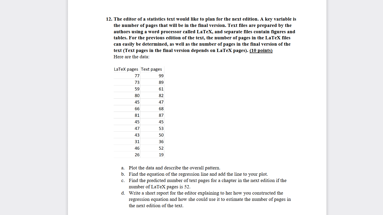 Solved 12. The editor of a statistics text would like to | Chegg.com