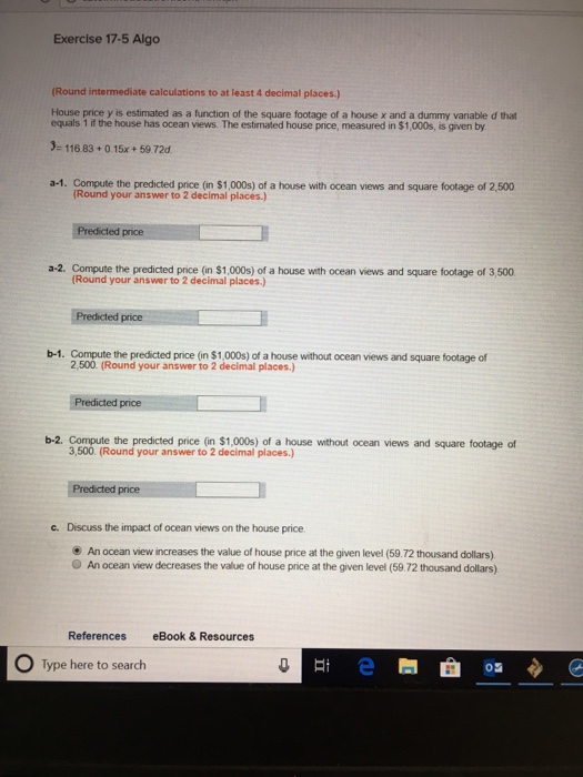 Solved Exercise 17-5 Algo (Round intermediate calculations | Chegg.com