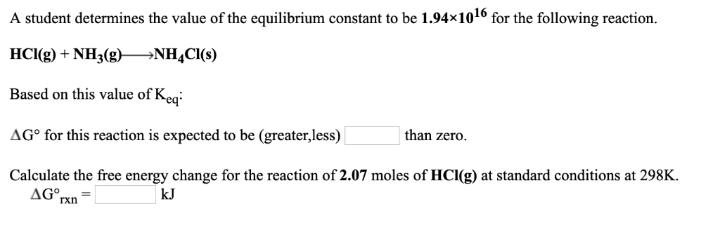 Solved A student determines the value of the equilibrium | Chegg.com