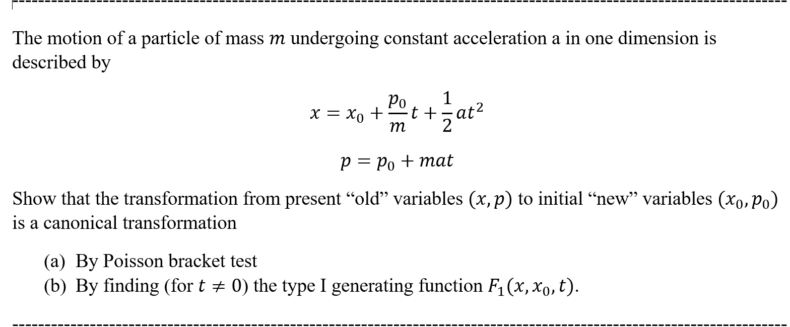 Solved The motion of a particle of mass m undergoing | Chegg.com