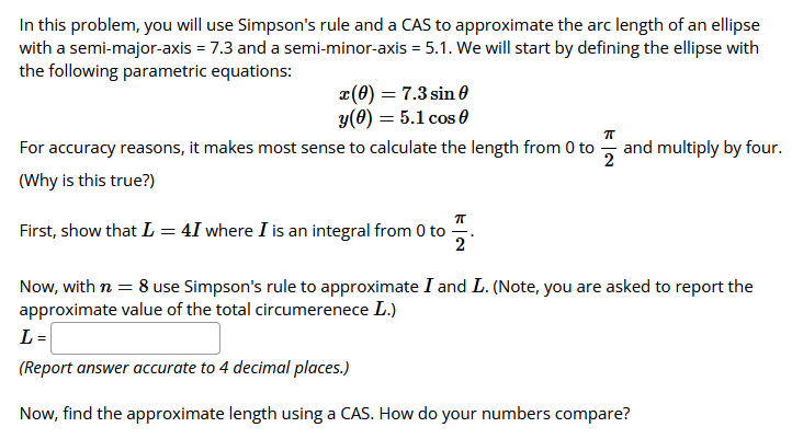 Solved In this problem, you will use Simpson's rule and a | Chegg.com