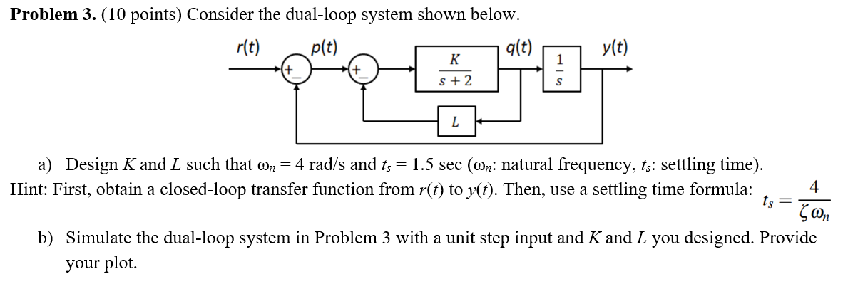 Solved Problem 3. (10 points) Consider the dual-loop system | Chegg.com Solved Problem 3. (10 points) Consider the dual-loop system | Chegg.com