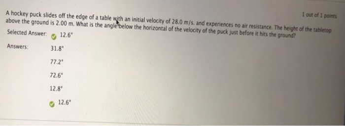 Solved A hockey puck slides off the edge of a table with an | Chegg.com