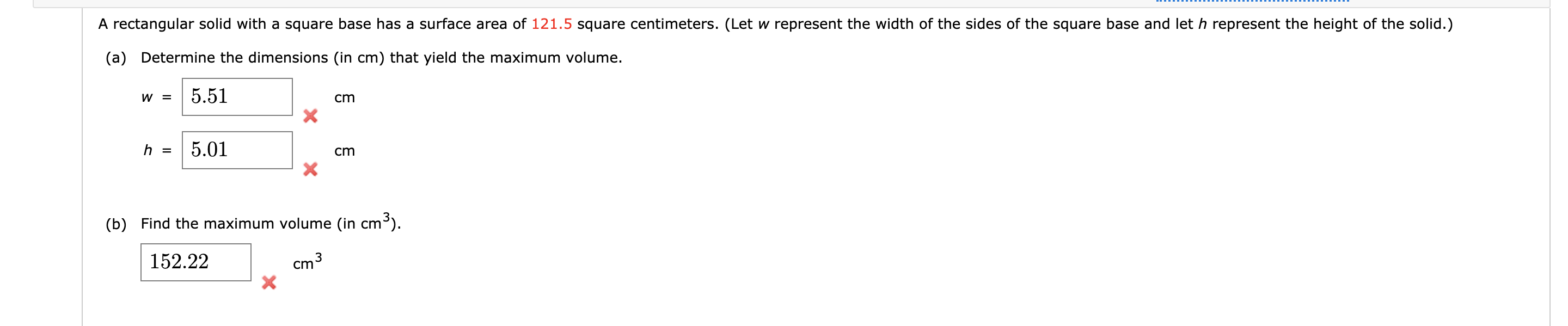 Solved A rectangular solid with a square base has a surface | Chegg.com