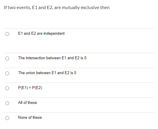 Solved If two events, E1 and E2, are mutually exclusive then | Chegg.com
