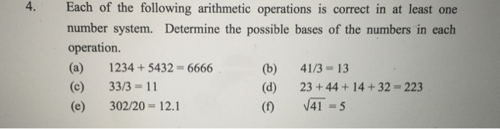 Solved Each of the following arithmetic operations is | Chegg.com