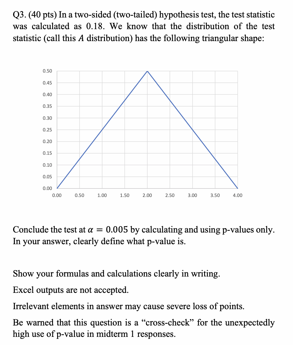 Solved Q3. (40 pts) In a two-sided (two-tailed) hypothesis | Chegg.com