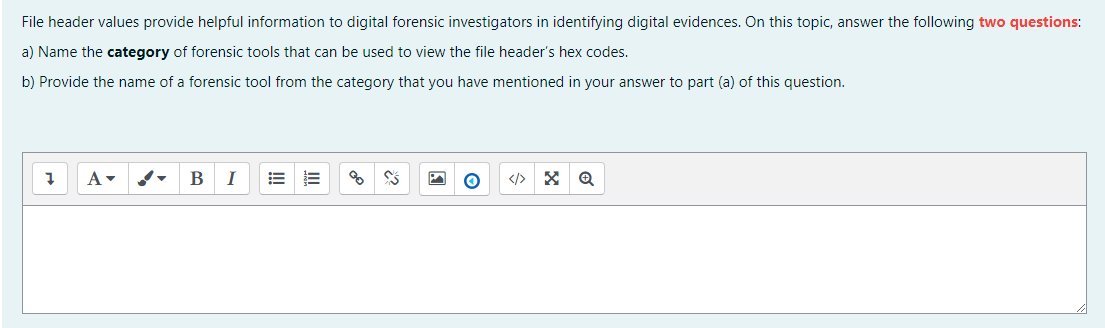 Solved File header values provide helpful information to | Chegg.com