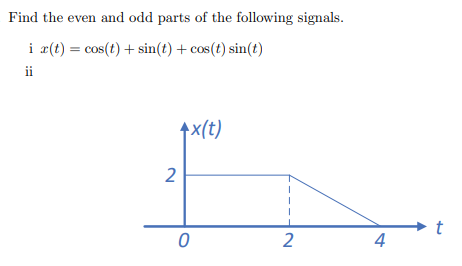 Solved Find the even and odd parts of the following signals. | Chegg.com