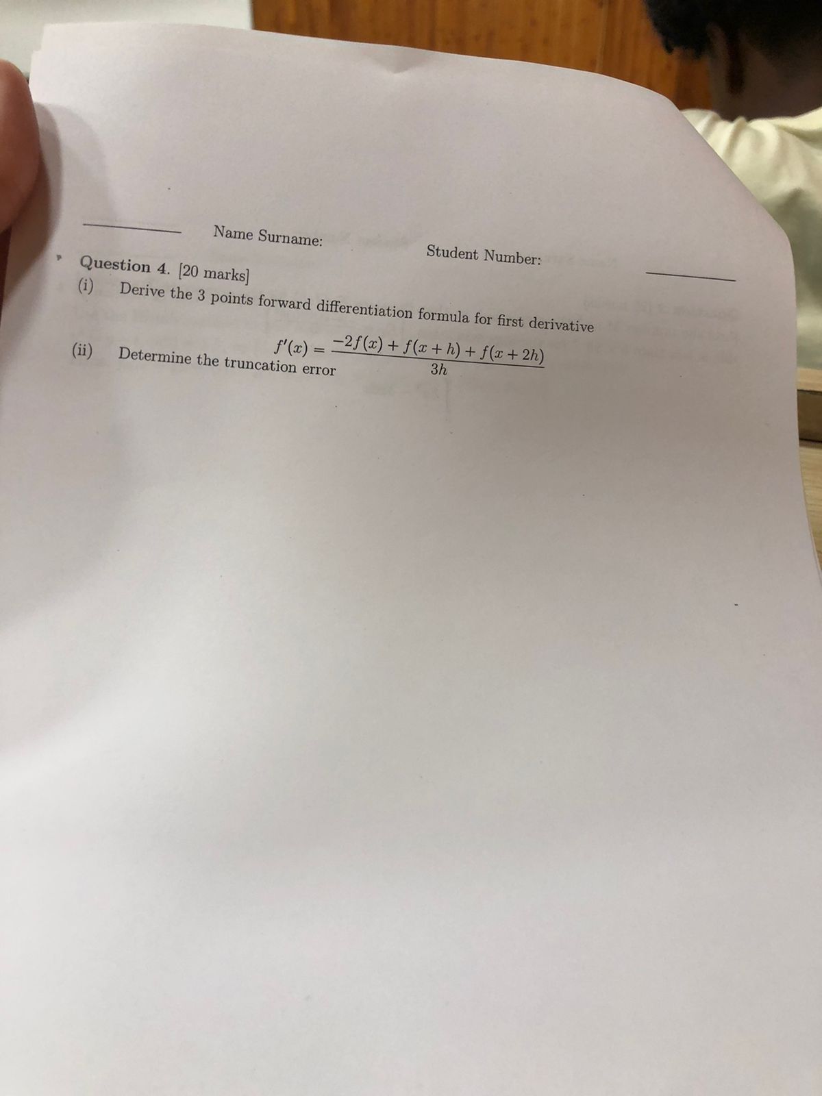 Solved Student Number: Question 4. [20 marks] (i) Derive the | Chegg.com