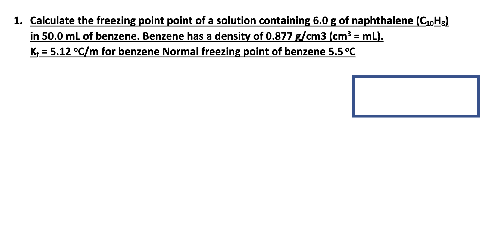Solved Calculate the freezing point point of a solution | Chegg.com