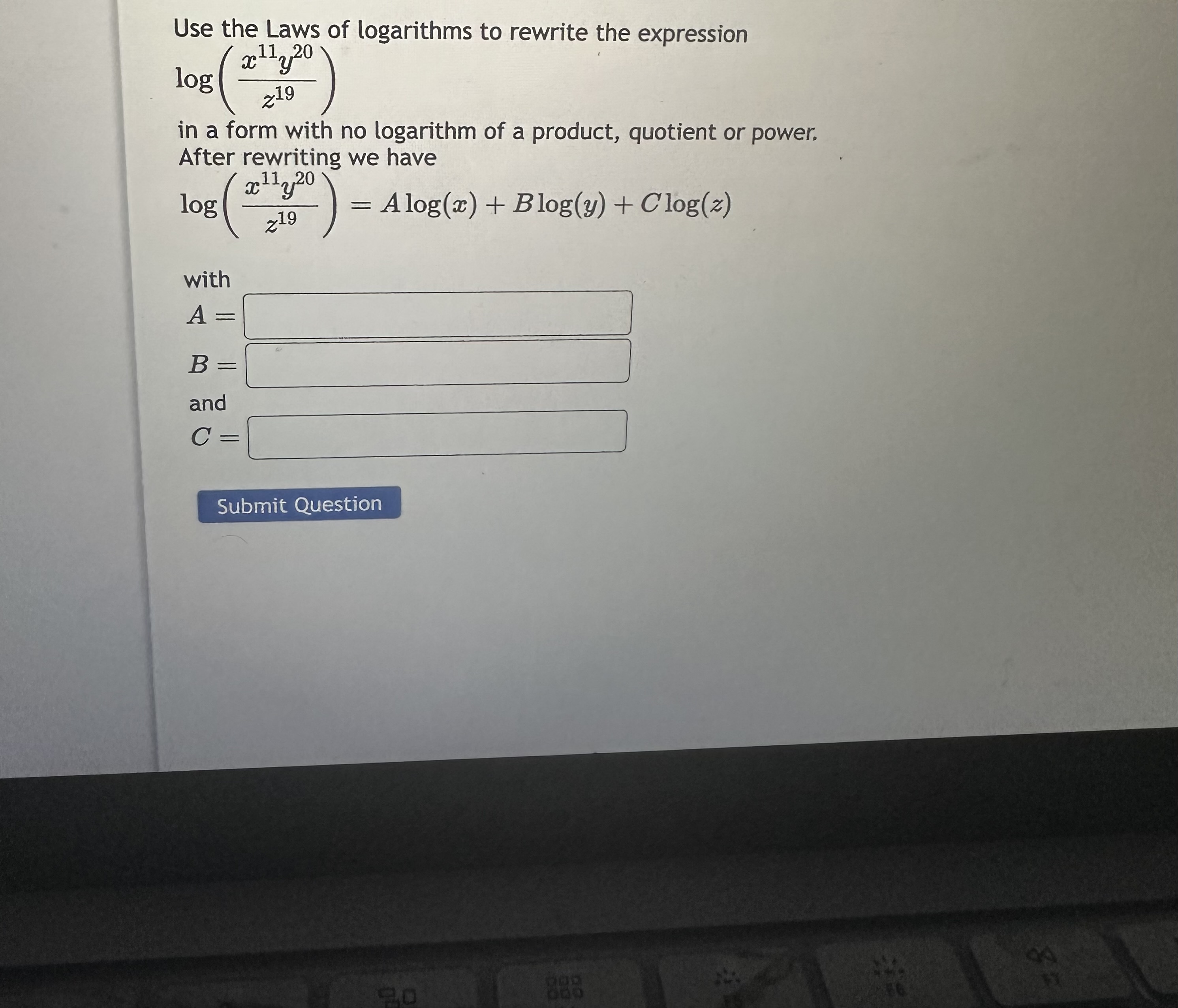 Solved Use the Laws of logarithms to rewrite the expression | Chegg.com
