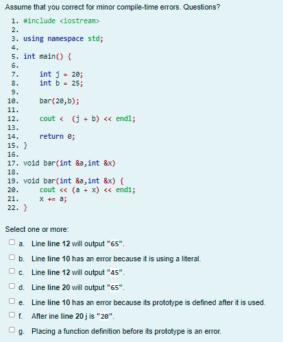 Solved Assume that you correct for minor compile-time | Chegg.com