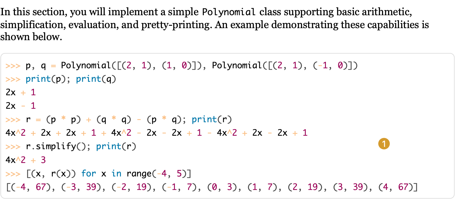 Solved In this section, you will implement a simple | Chegg.com