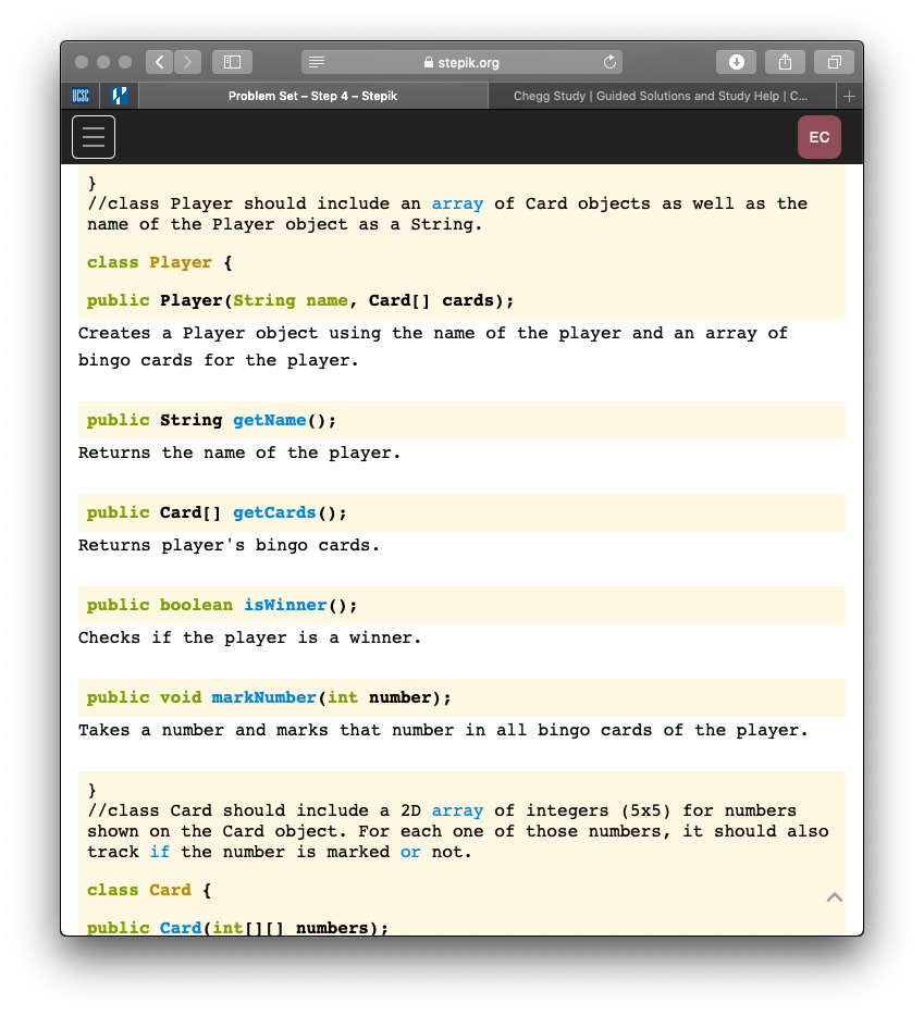 This is a java bingo game assignment. I have inculded | Chegg.com