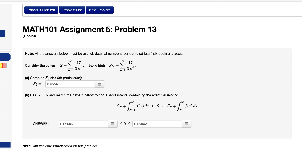 Solved MATH101 Assignment 5: Problem 13 Note: All the | Chegg.com