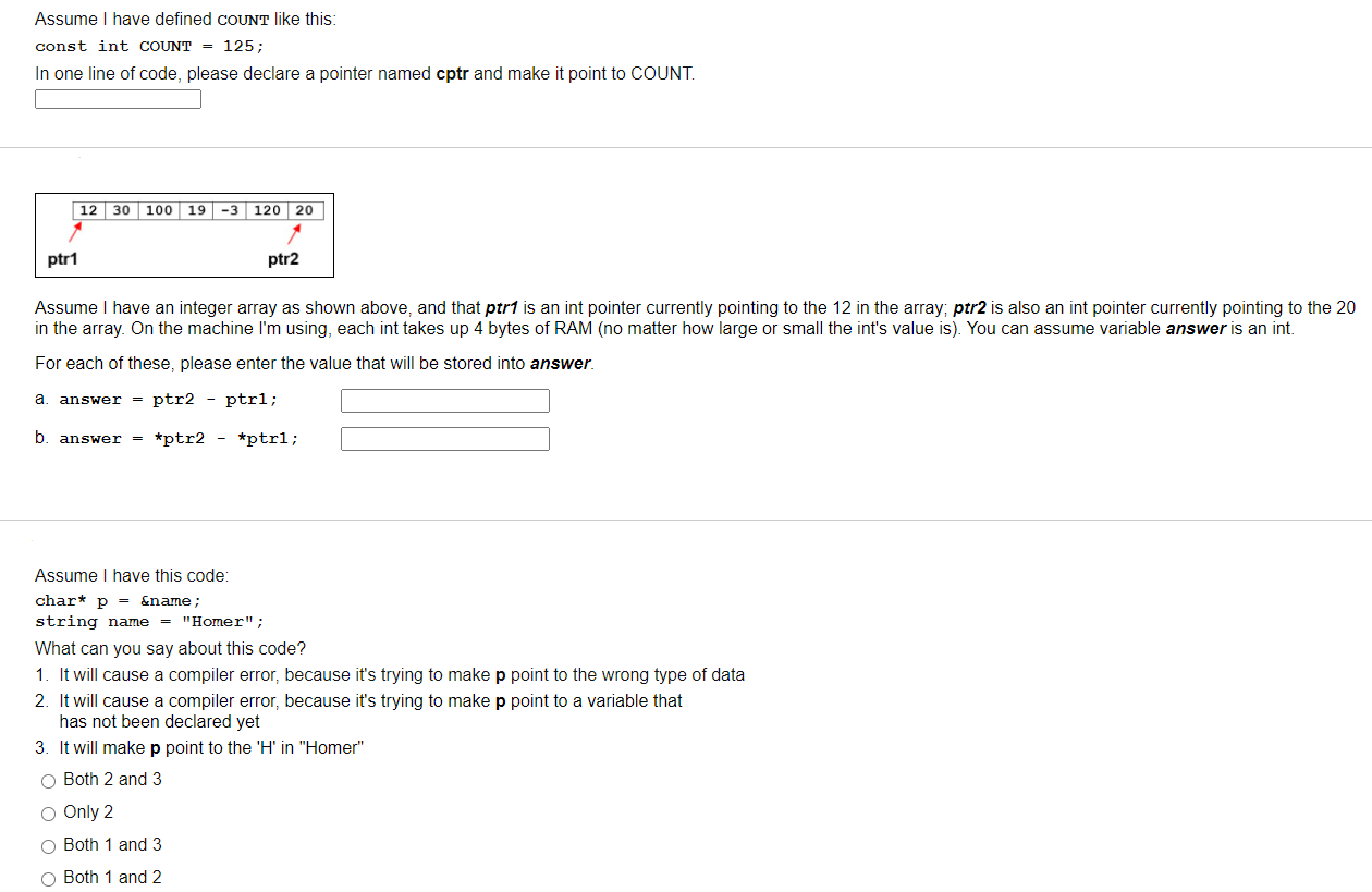 Solved Assume I have defined COUNT like this: const int | Chegg.com