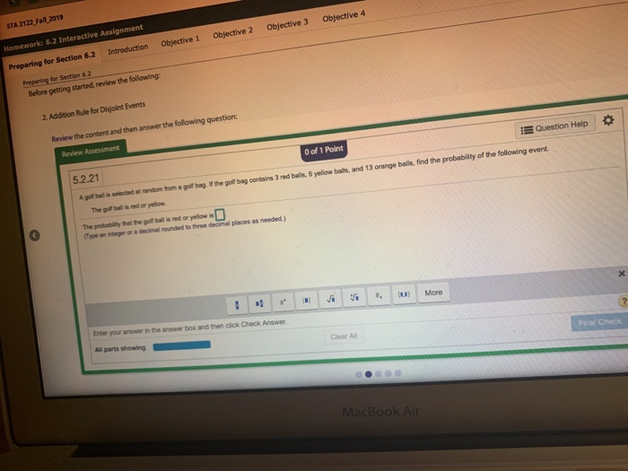 Solved Objective 4 STA 2122. Fall 2019 Objective 3 Objective | Chegg.com