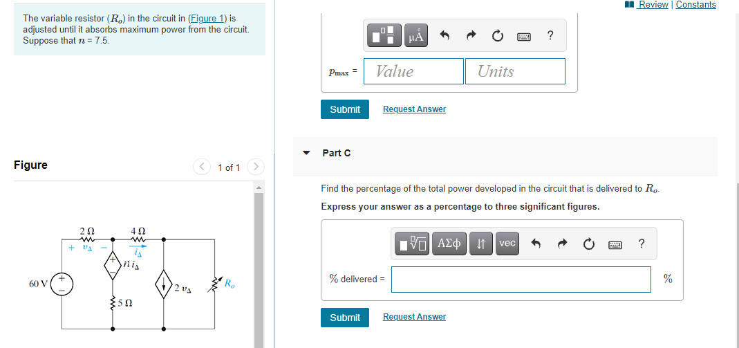 Solved 1 Review Constants The variable resistor (R.) in the | Chegg.com