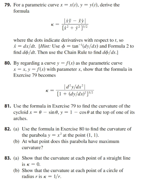 Solved 79. For a parametric curve x=x(t),y=y(t), derive the | Chegg.com