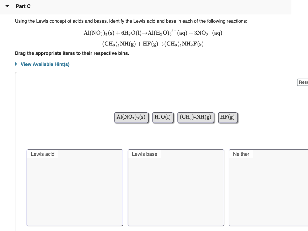 Solved Part A Using the Arrhenius concept of acids and | Chegg.com