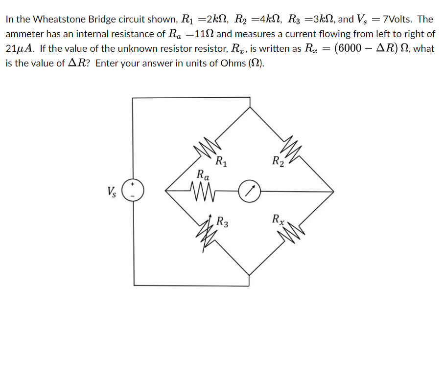 Solved In the Wheatstone Bridge circuit shown, | Chegg.com
