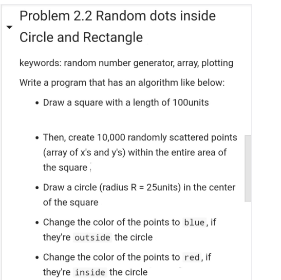 Problem 2.2 Random dots inside Circle and Rectangle | Chegg.com