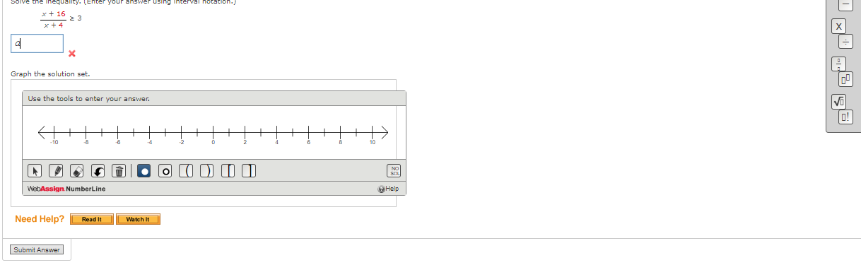 Solved x+4x+16≥3 Graph the solution set. | Chegg.com
