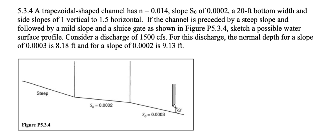 Solved 5.3.4 A trapezoidal-shaped channel has n=0.014, slope | Chegg.com