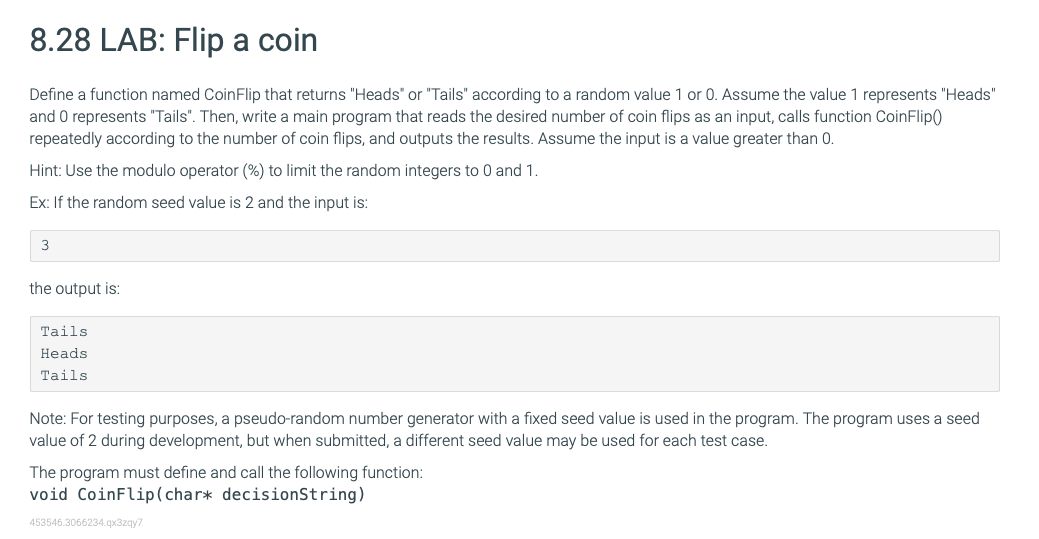 Solved Define a function named CoinFlip that returns "Heads" | Chegg.com