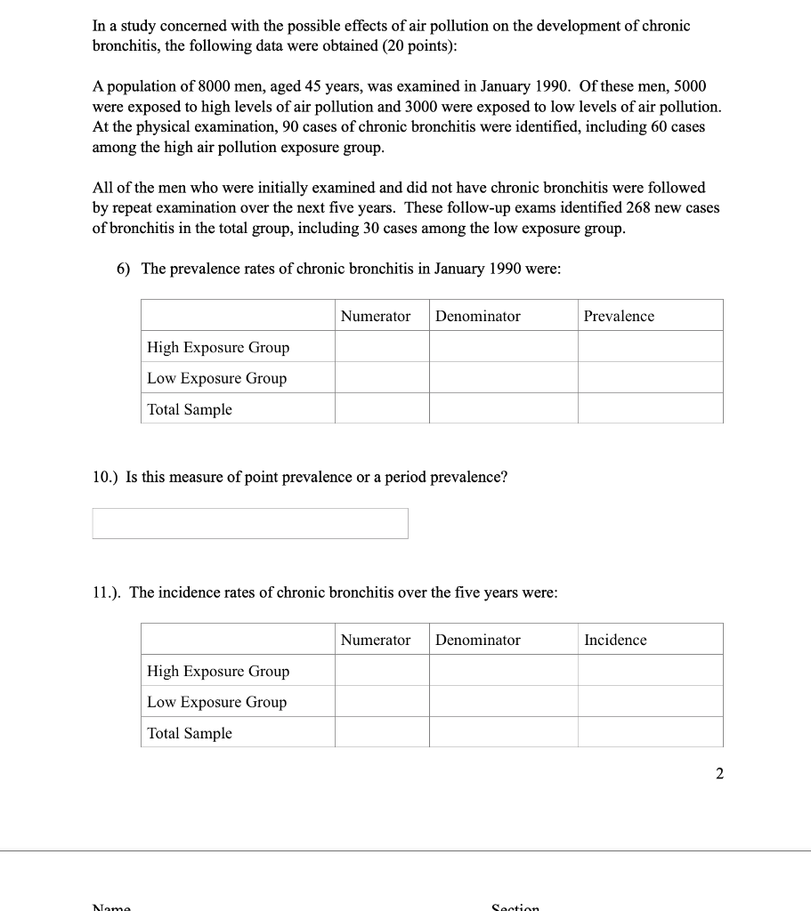 Solved In a study concerned with the possible effects of air | Chegg.com