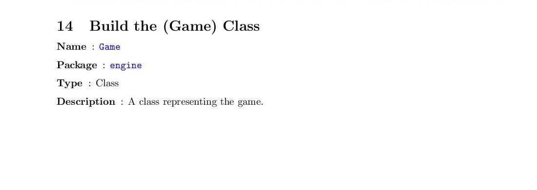 14 Build the (Game) Class Name : Game Package : | Chegg.com