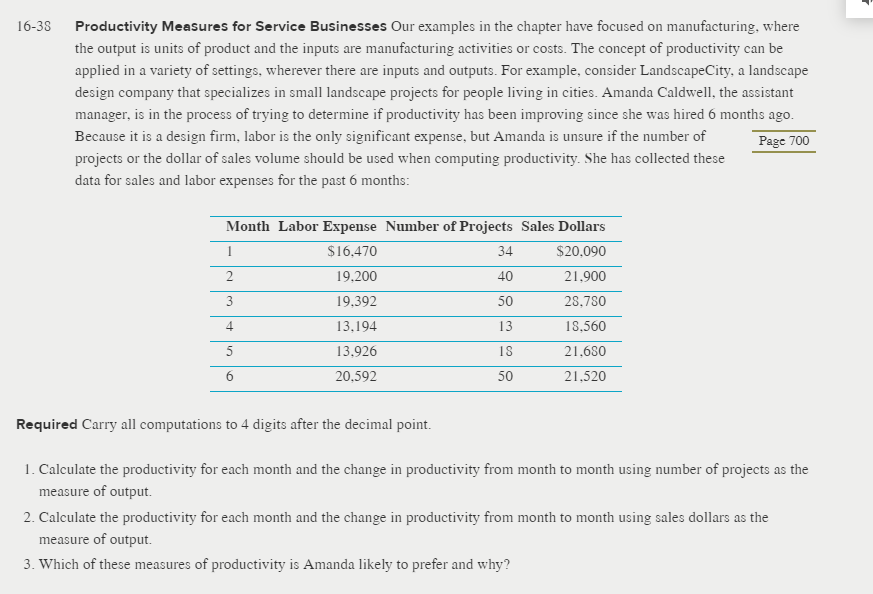 Solved 16-38 Productivity Measures for Service Businesses | Chegg.com