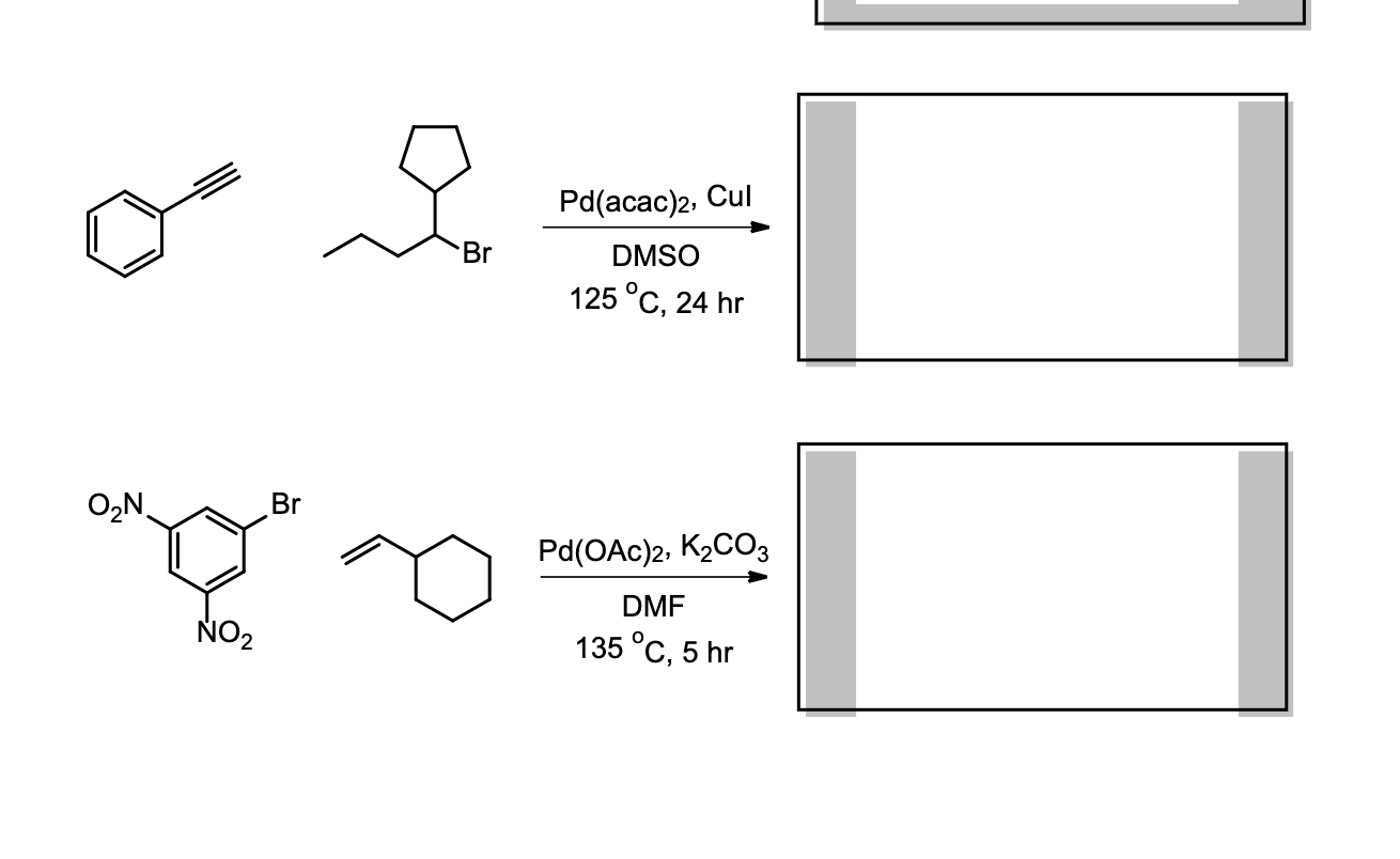 Solved ♡ Pd(acac)2, Cul Br DMSO 125 °C, 24 hr ON Br | Chegg.com