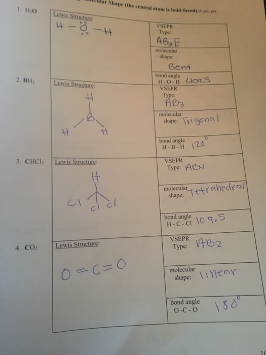 Solved Name Section Partner Exercise I. Determining VSEPR | Chegg.com