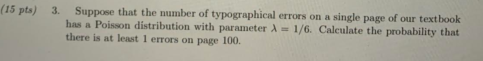 Solved Suppose that the number of typographical errors on a | Chegg.com