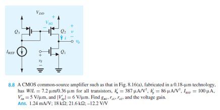 Solved 0s REP 1y A CMOS common-source amplifier such as that | Chegg.com