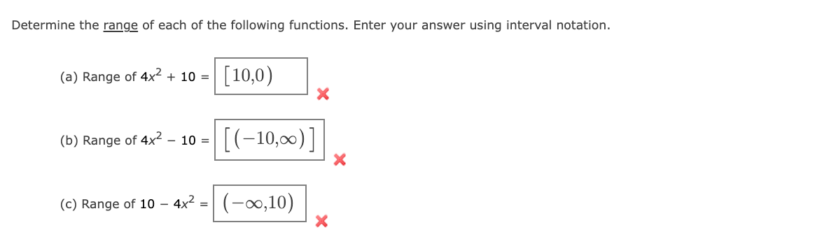 Solved Determine the range of each of the following | Chegg.com