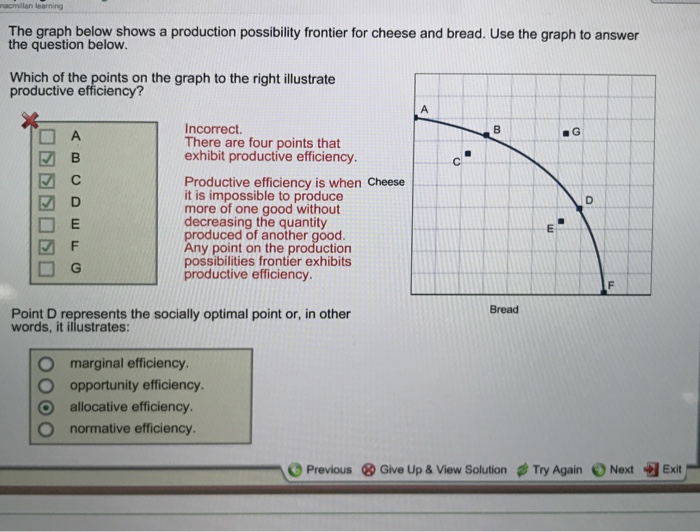 Solved The graph below shows a production possibility | Chegg.com