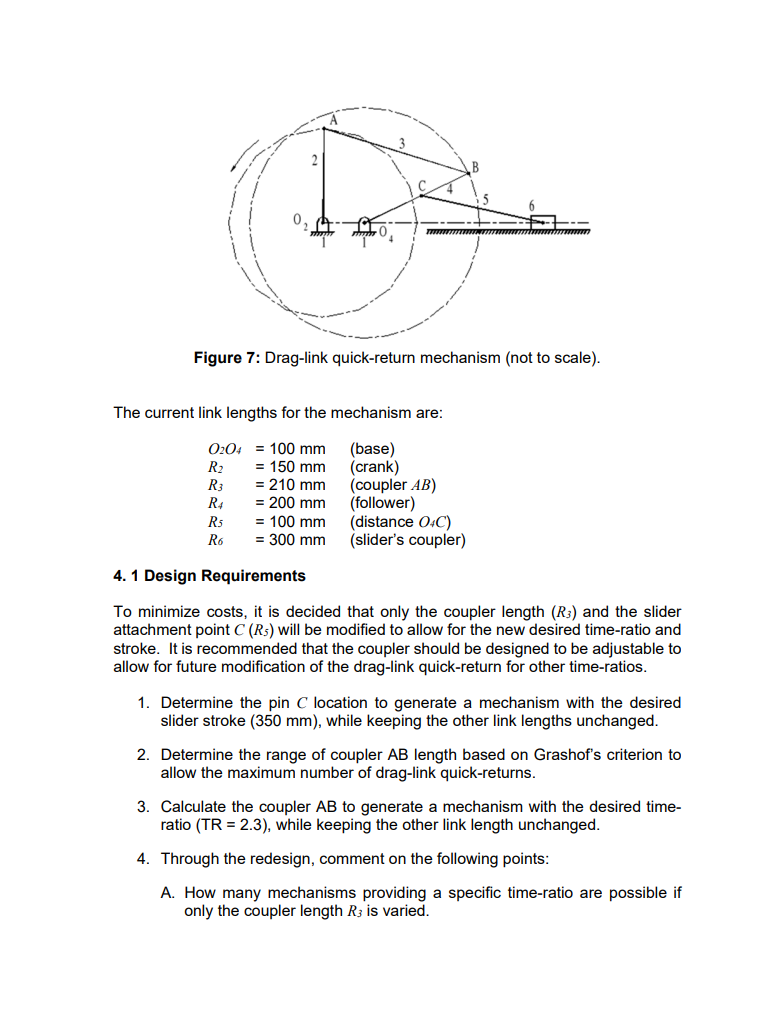 Solved 6 IMIT Figure 7: Drag-link quick-return mechanism | Chegg.com