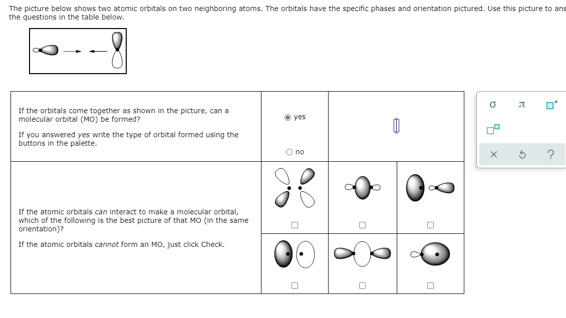 Solved The picture below shows two atomic orbitals on two | Chegg.com