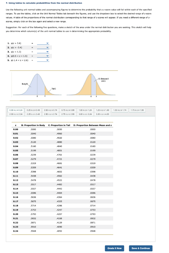 Solved 7. Using tables to calculate probabilities from the | Chegg.com