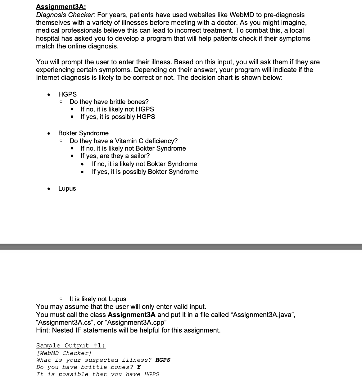 Solved Assignment3A: Diagnosis Checker: For years, patients | Chegg.com