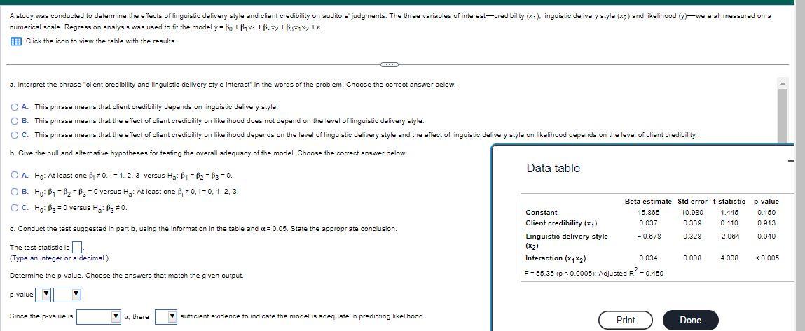 Solved numerical scale. Regression analysis was used to fit | Chegg.com