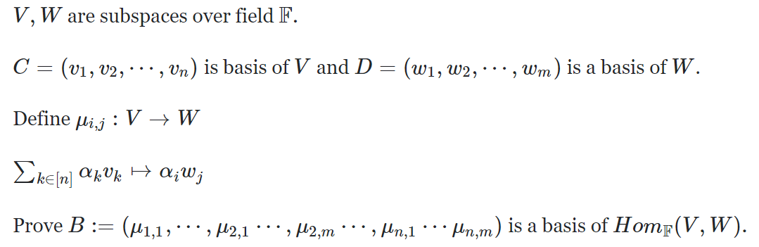 Solved V, W are subspaces over field F. C = (V1, V2, vn) is | Chegg.com