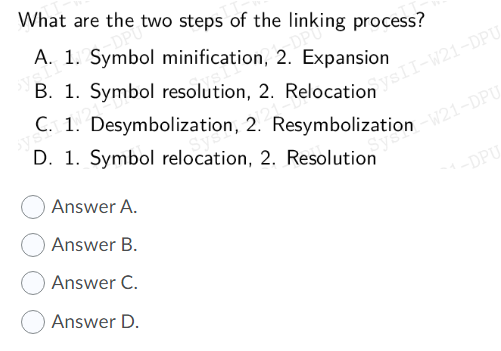 Solved What are the two steps of the linking process? A. 1. | Chegg.com